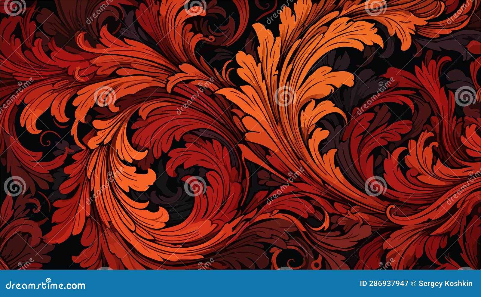 Abstract Beautiful Colored Vector Damask Patterns. Seamless Damask ...