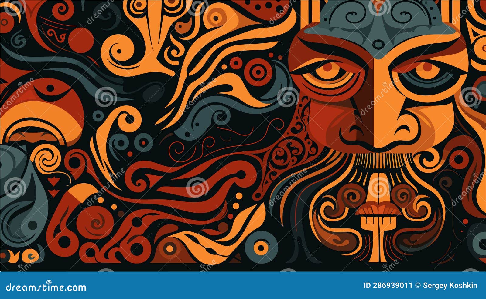 Abstract Beautiful Colored Vector Viking Patterns. Ancient Warrior ...