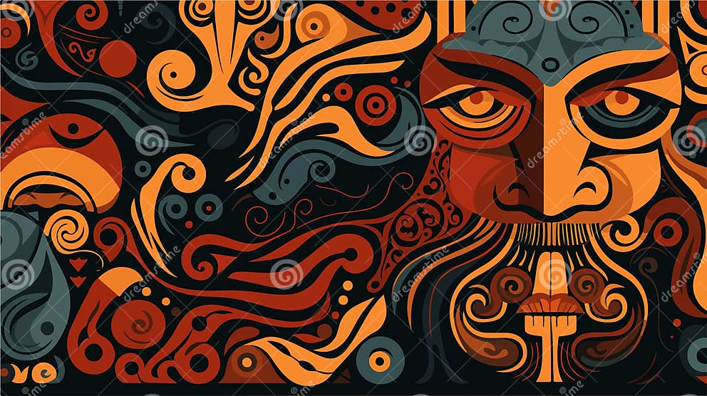Abstract Beautiful Colored Vector Viking Patterns. Ancient Warrior ...