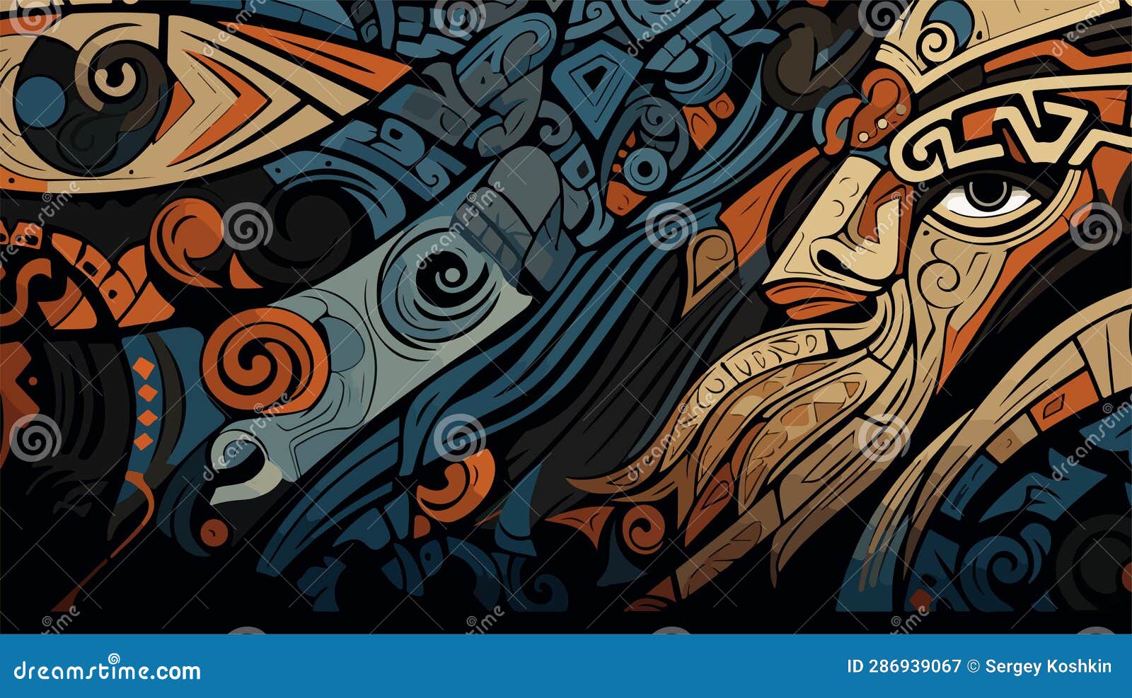 Abstract Beautiful Colored Vector Viking Patterns. Ancient Warrior ...