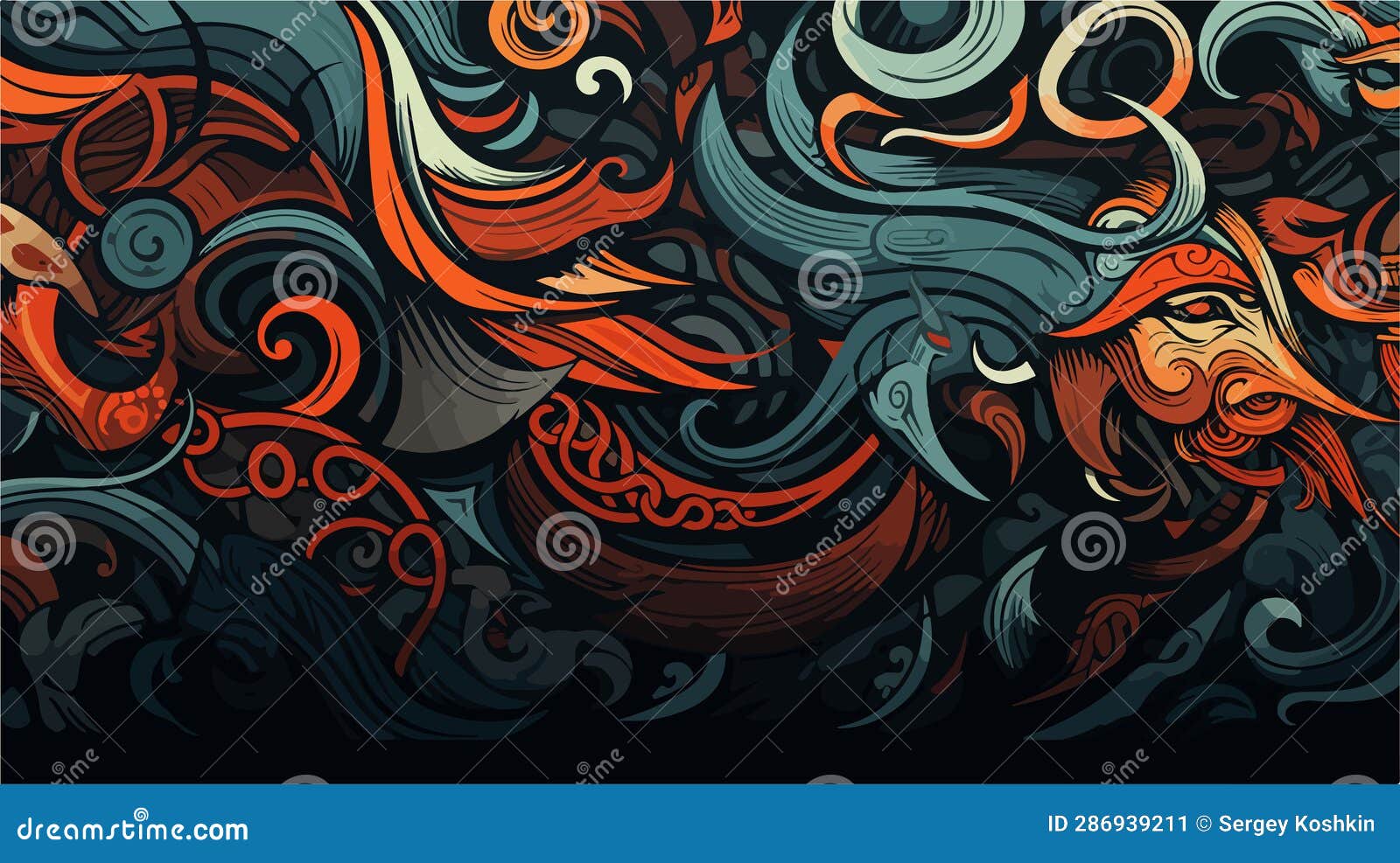 Abstract Beautiful Colored Vector Viking Patterns. Ancient Warrior ...