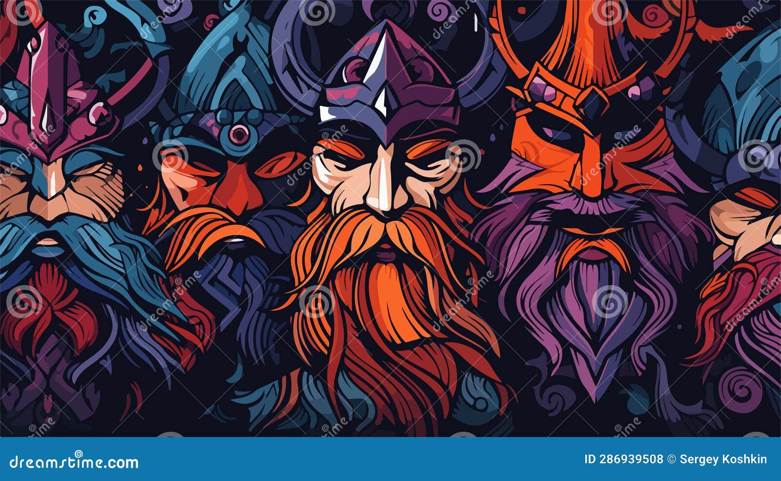 Abstract Beautiful Colored Vector Viking Patterns. Ancient Warrior ...
