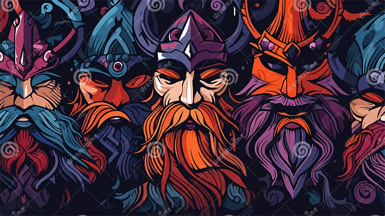 Abstract Beautiful Colored Vector Viking Patterns. Ancient Warrior ...