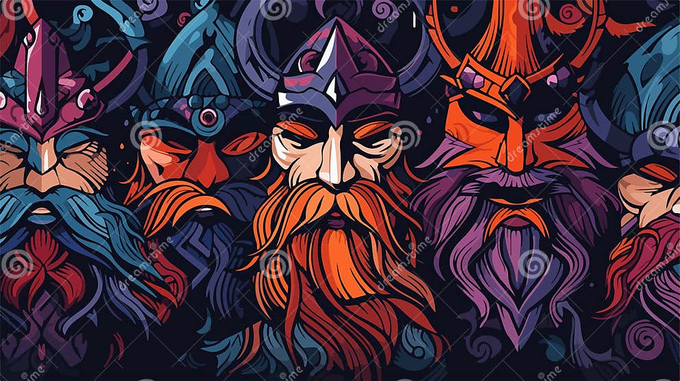 Abstract Beautiful Colored Vector Viking Patterns. Ancient Warrior ...
