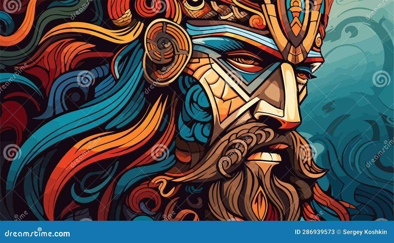 Abstract Beautiful Colored Vector Viking Patterns. Ancient Warrior ...