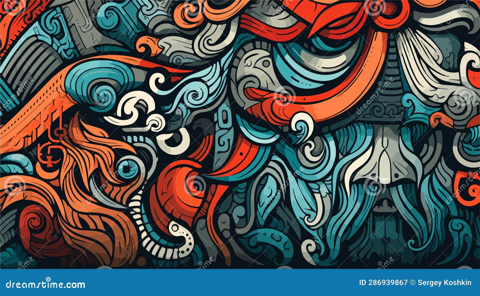 Abstract Beautiful Colored Vector Viking Patterns. Ancient Warrior ...