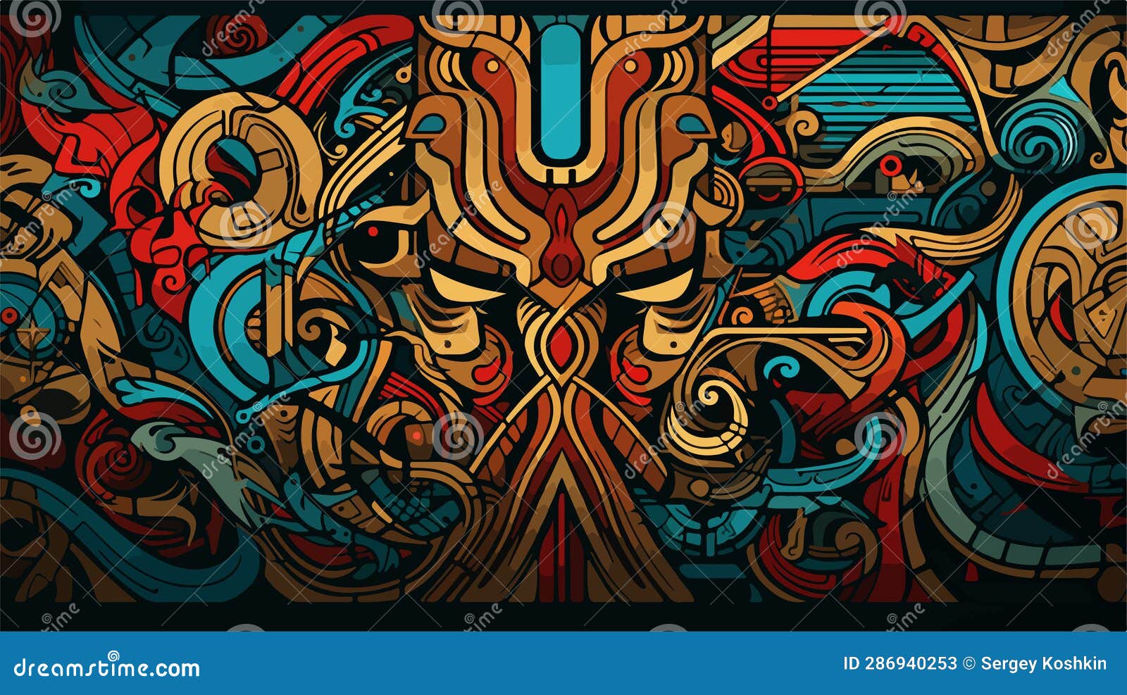Abstract Beautiful Colored Vector Viking Patterns. Ancient Warrior ...