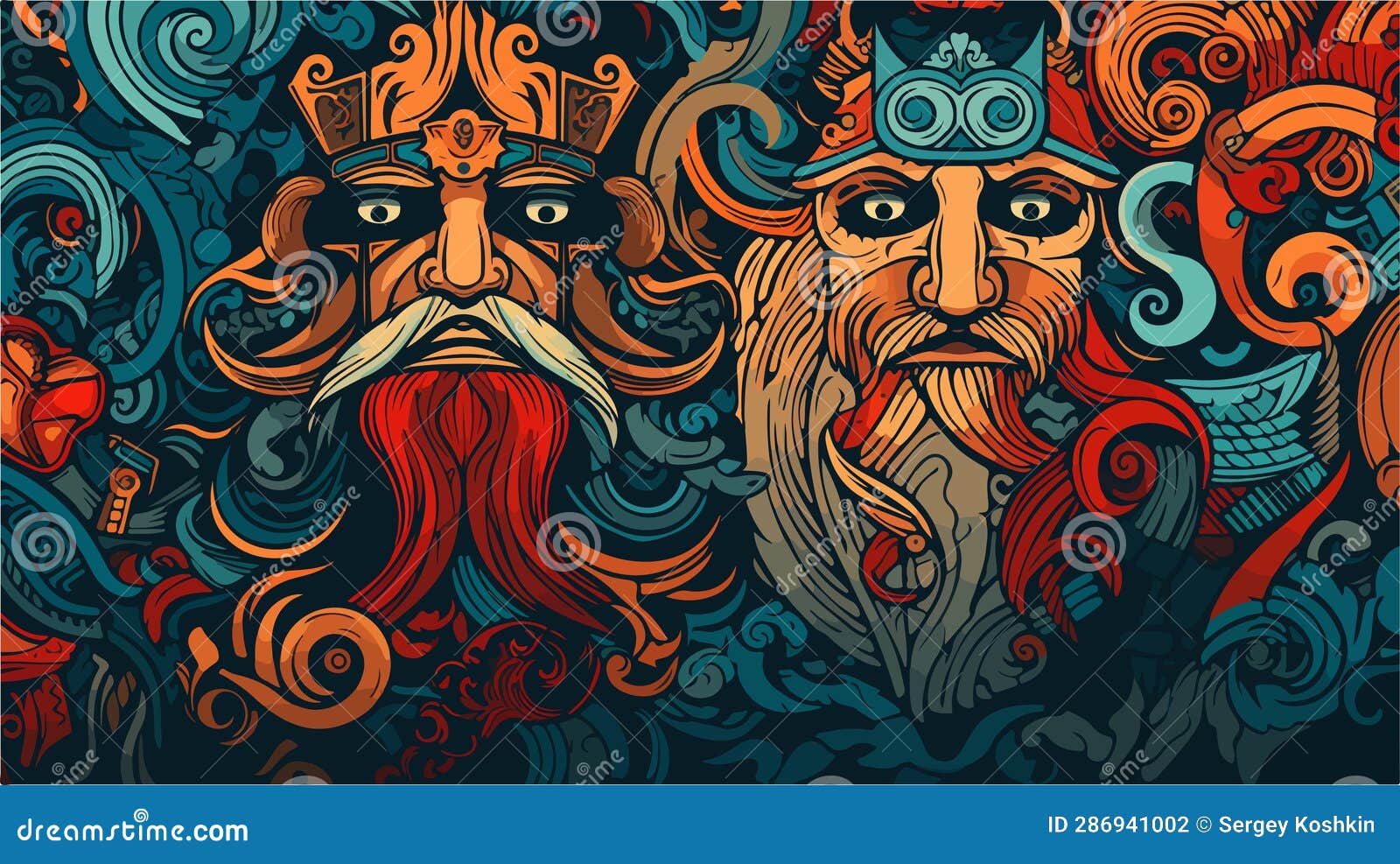 Abstract Beautiful Colored Vector Viking Patterns. Ancient Warrior ...