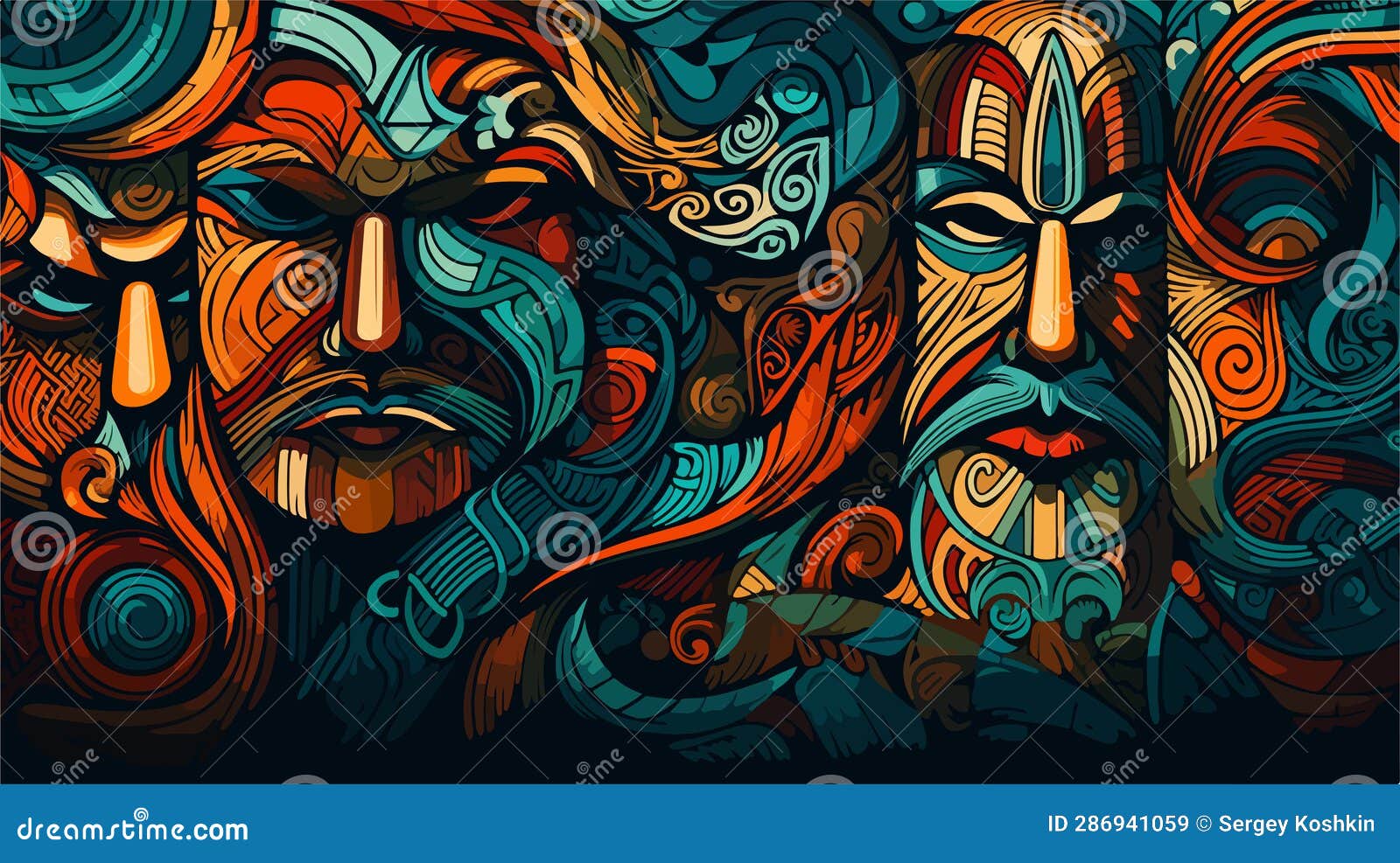 Abstract Beautiful Colored Vector Viking Patterns. Ancient Warrior ...