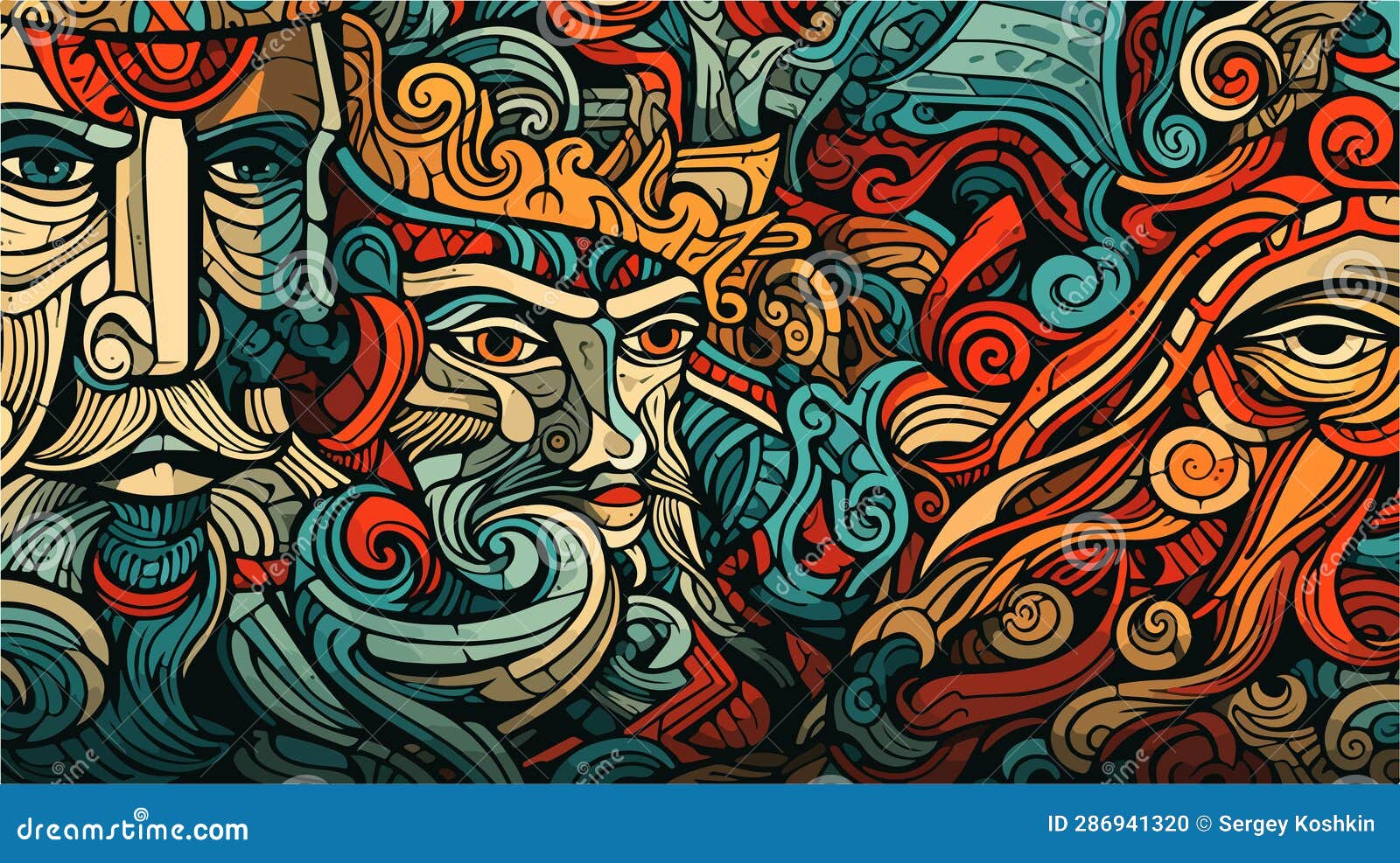 Abstract Beautiful Colored Vector Viking Patterns. Ancient Warrior ...
