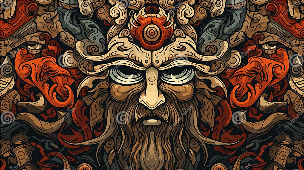 Abstract Beautiful Colored Vector Viking Patterns. Ancient Warrior ...