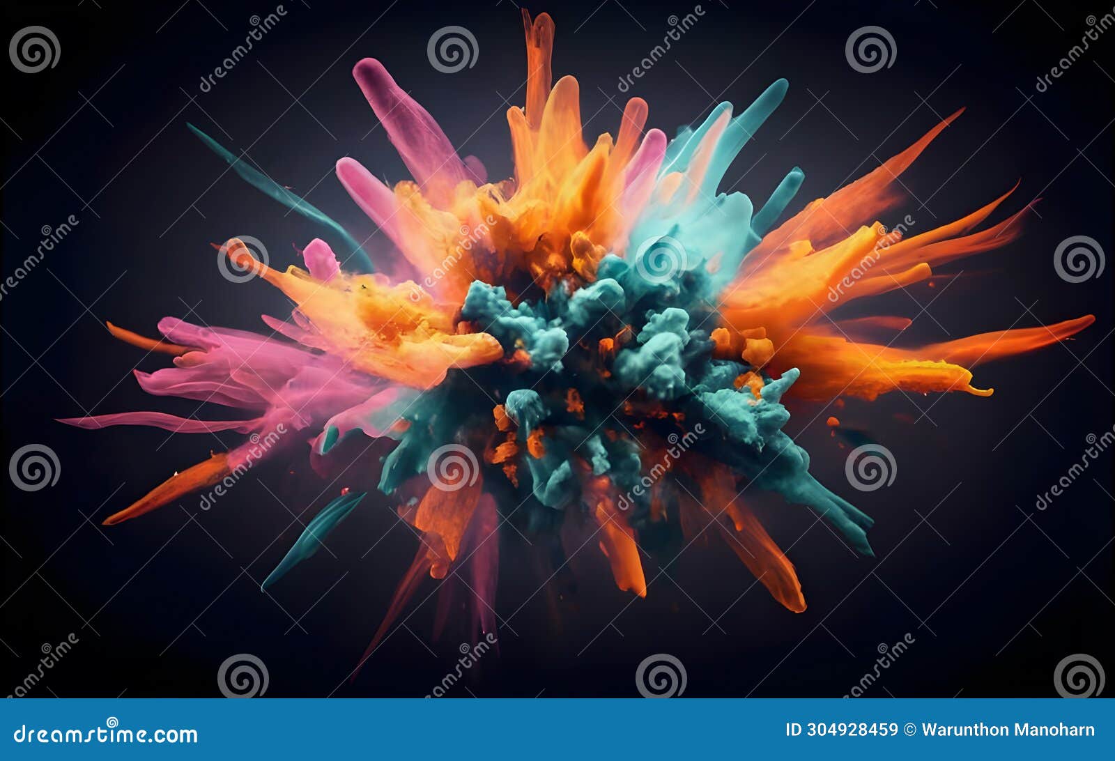 Abstract Beautiful Powder Color Exploding Isolated Stock Illustration ...
