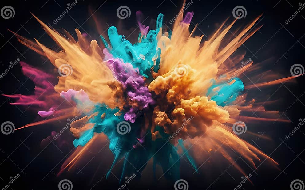 Abstract Beautiful Powder Color Exploding Isolated Stock Illustration ...