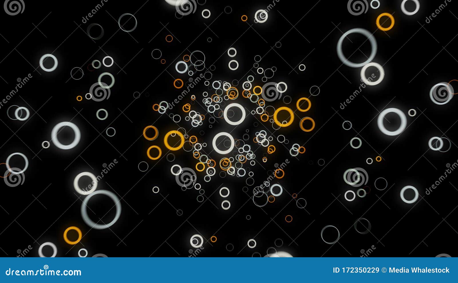 Abstract Beautiful Random Flow Of Colored Round Forms On Black ...