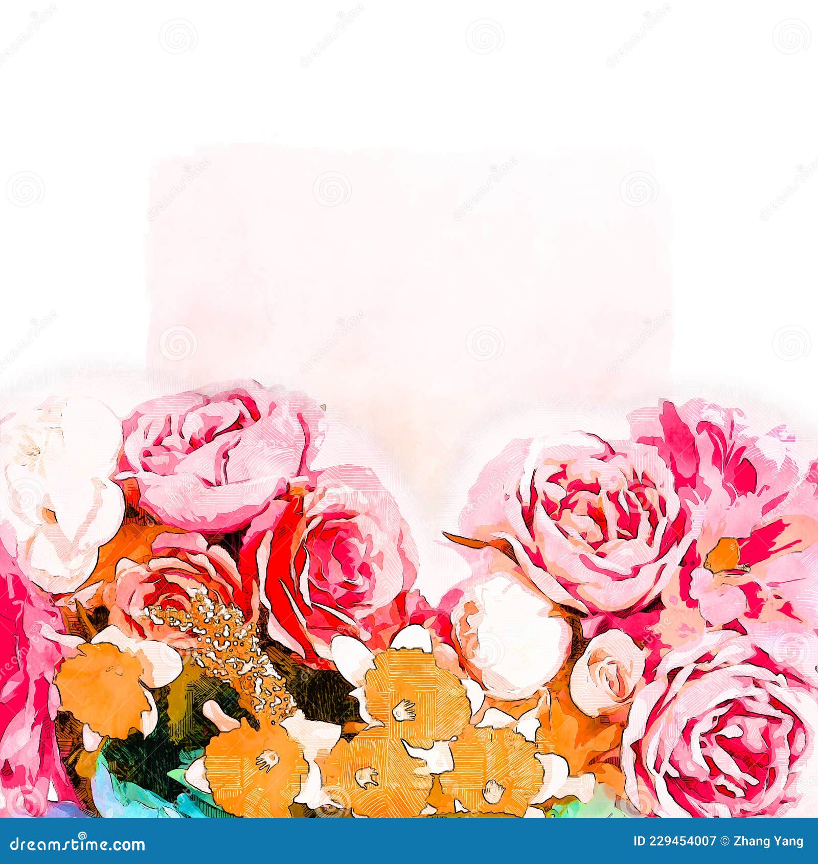 Abstract Beautiful Rose Flower Bouquet Illustration Stock Illustration ...