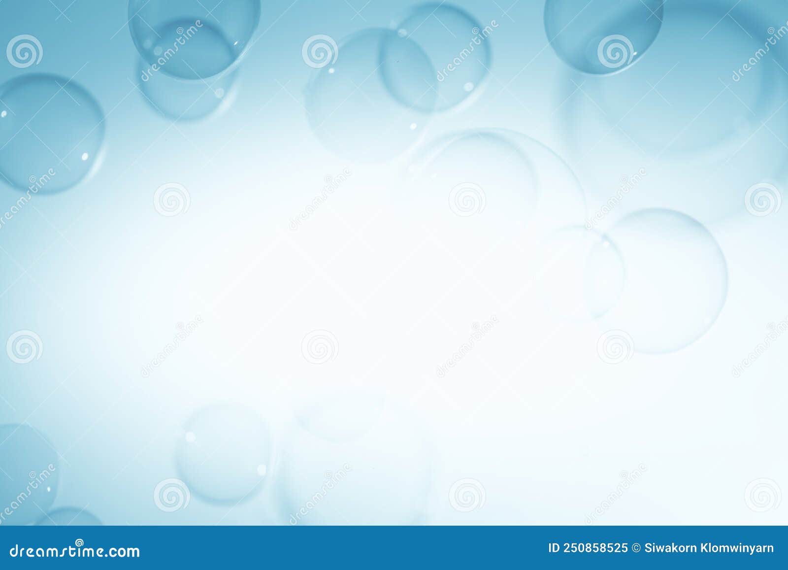 Abstract Beautiful Transparent Blue Soap Bubbles Background with a ...