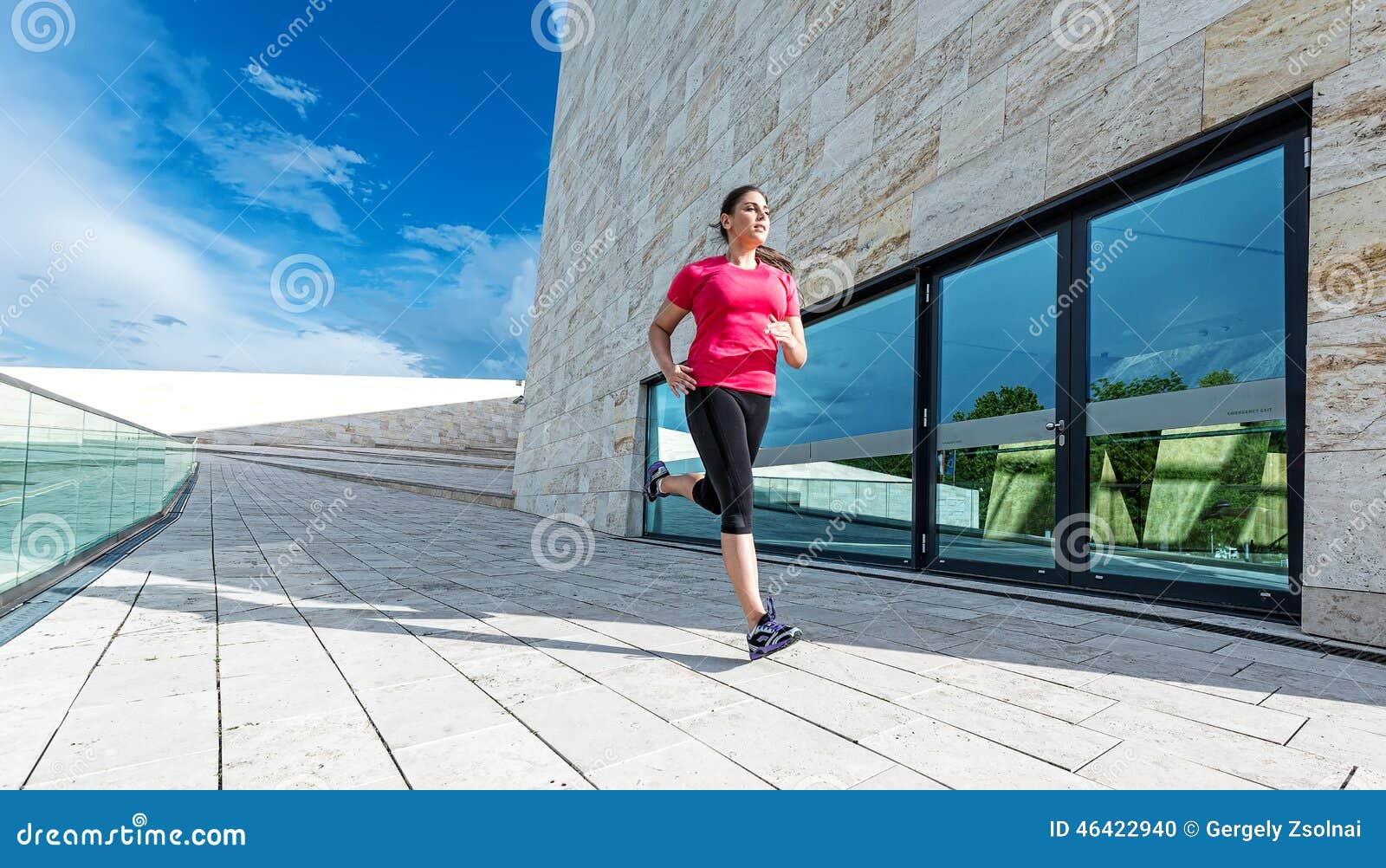 Abstract - Beautiful Woman Running on a Modern Building at Stock Photo ...