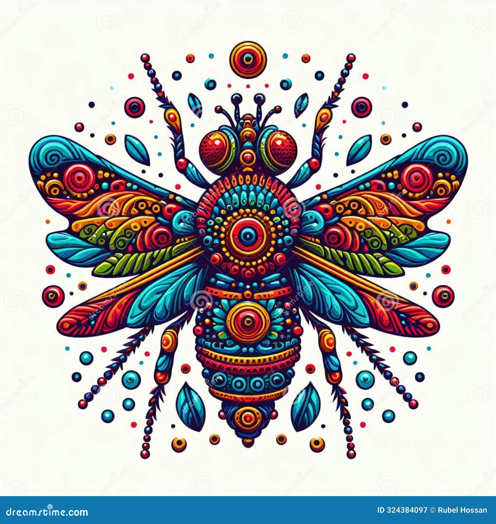 Abstract Bee with Hands in Graffiti Style, Executed in Raster Graphics ...