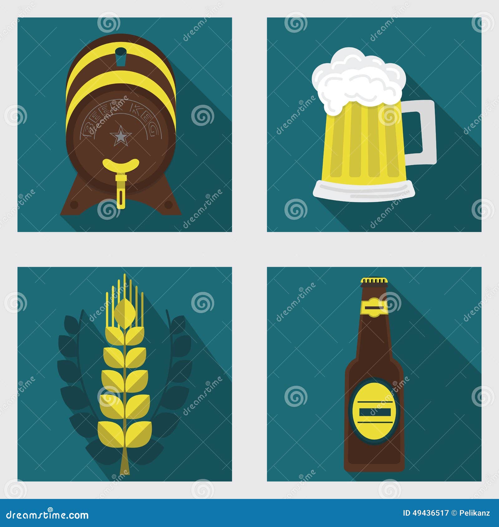 Abstract Beer Icons Set with Long Shadow Stock Vector - Illustration of ...