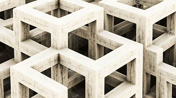 Abstract Beige Interlocking Cubes 3D Structure Good Resolution Stock ...