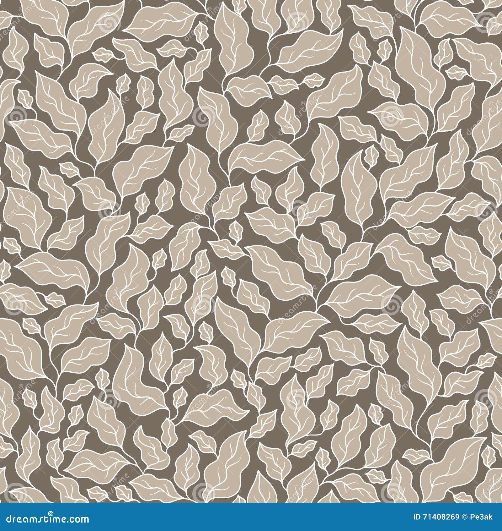 Abstract Beige Seamless Pattern with Leaves. Stock Vector ...
