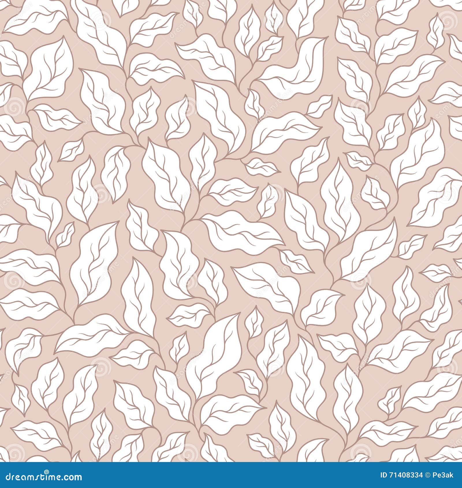 Abstract Beige Seamless Pattern with Leaves. Stock Vector ...