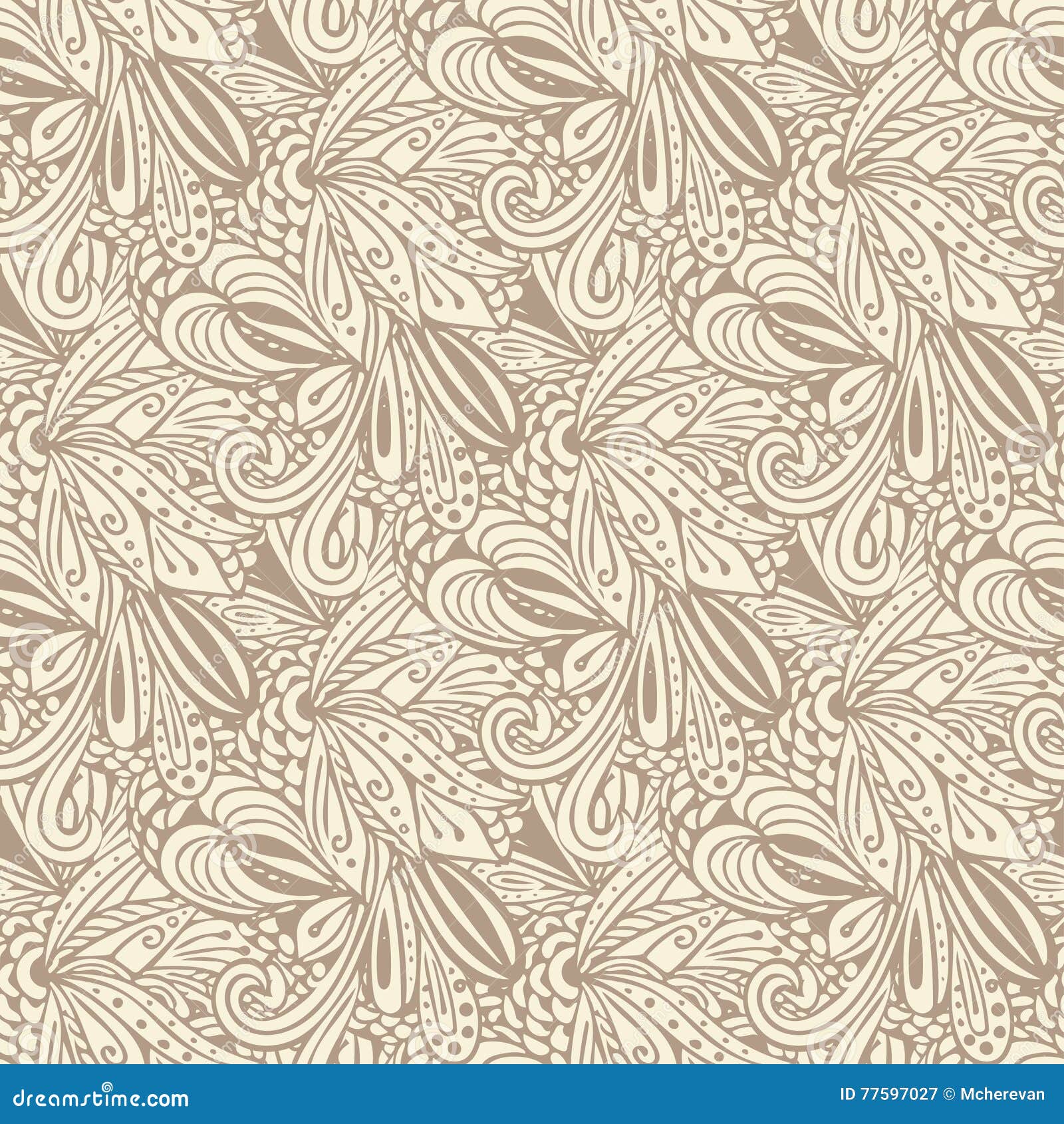 Abstract Beige Seamless Pattern with Stilyzed Flowers and Leaves. Stock ...