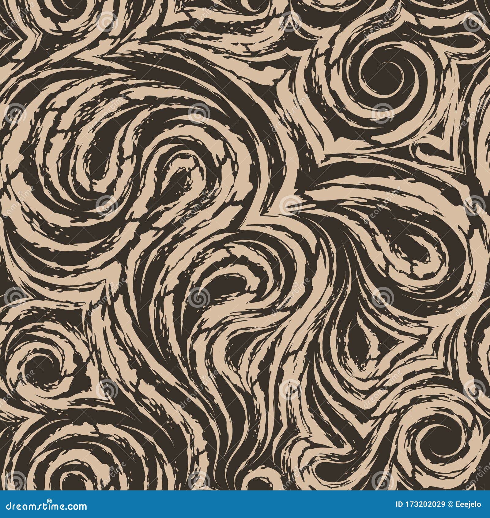 Abstract Beige Vector Texture Made of Smooth Spirals and Loops. Fiber ...