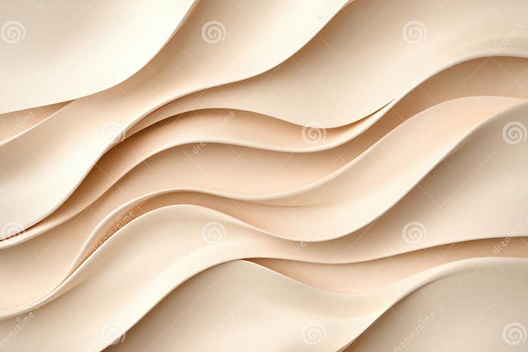 Abstract Beige Wavy Background, 3d Render Stock Illustration ...