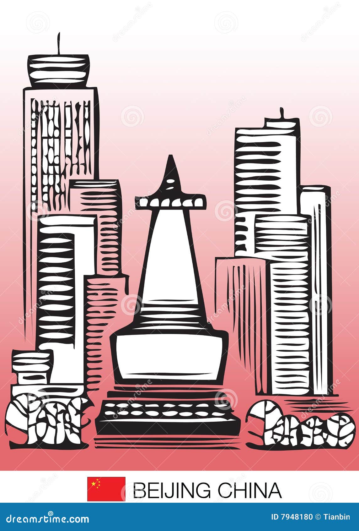 Abstract Beijing skyline stock vector. Illustration of tall - 7948180