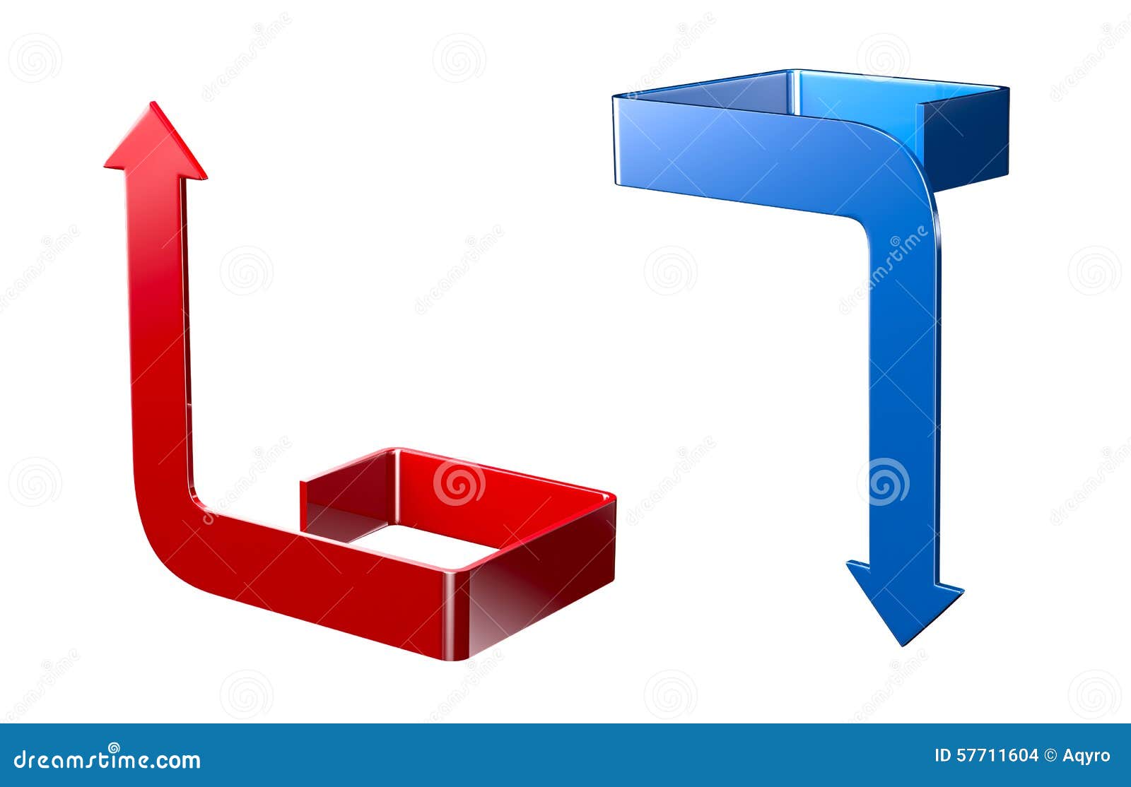 Abstract Bended Red and Blue Arrows Isolated on White Stock ...