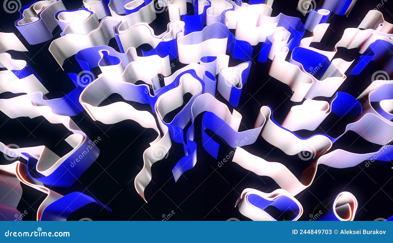 Abstract Bg with Blue White Lines or Ribbons Forming Curl Noise on ...