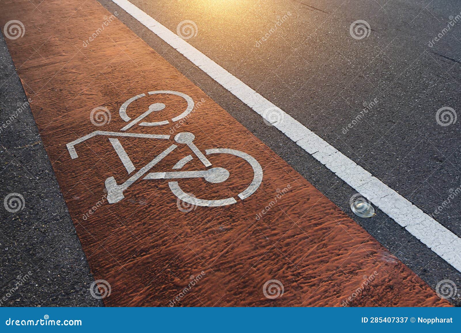 Abstract Bicycle Icon on the Road with Sunlight Stock Image - Image of ...