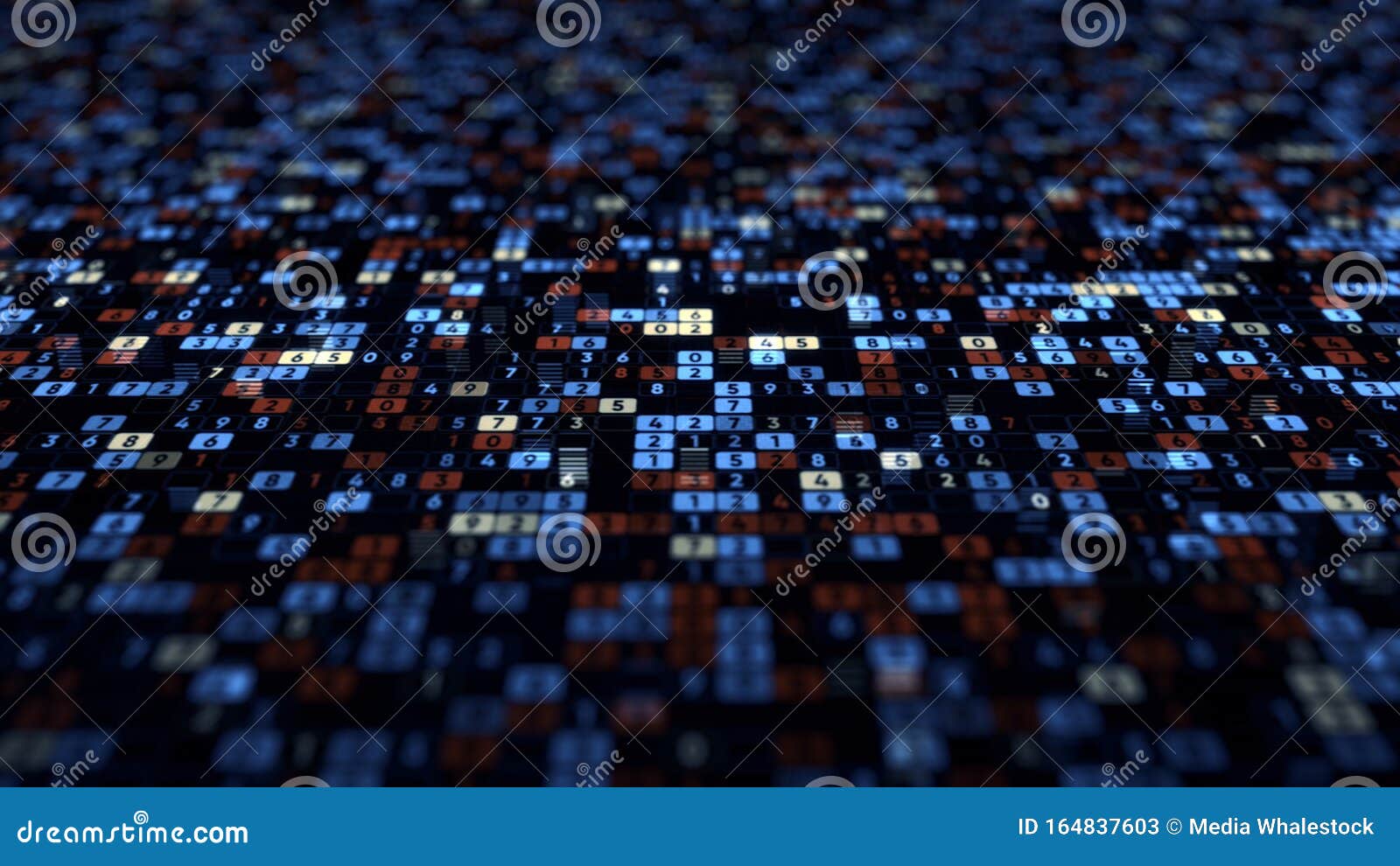 Abstract Big Data, Digital Code, Futuristic Informational Technological Computer Generated ...