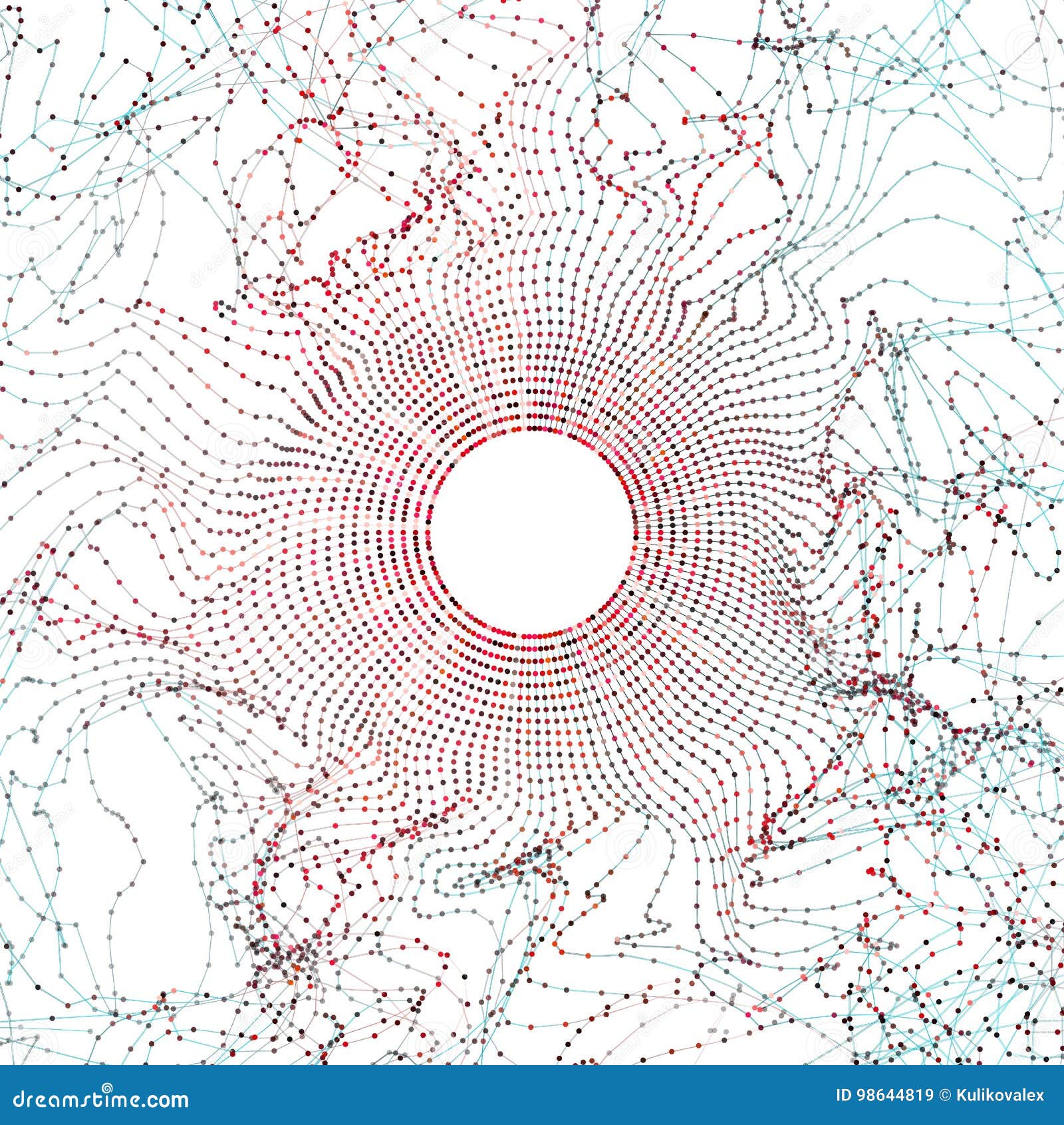 Abstract Big Data Illustration. Particle Circle Grid Glitch and Wave ...
