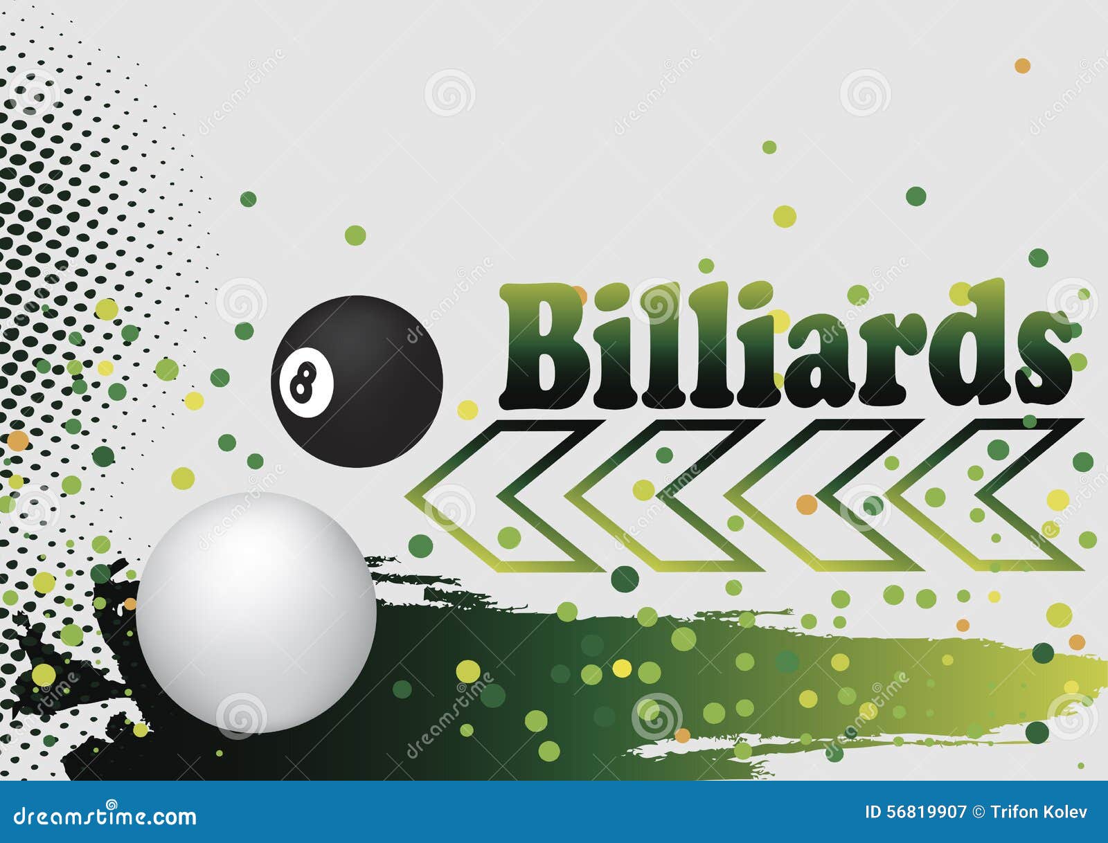 Billiard Background With Realistic Cue Hit Gaming Balls. Billiard Room ...