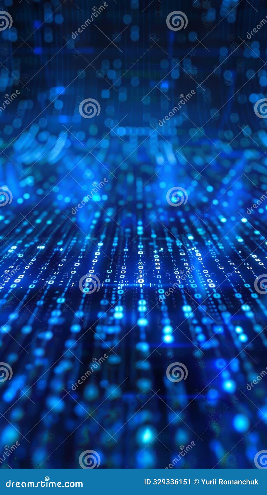 Abstract Binary Code and Ai Algorithms in Realistic Digital Background with Deep Blue Hues Stock ...