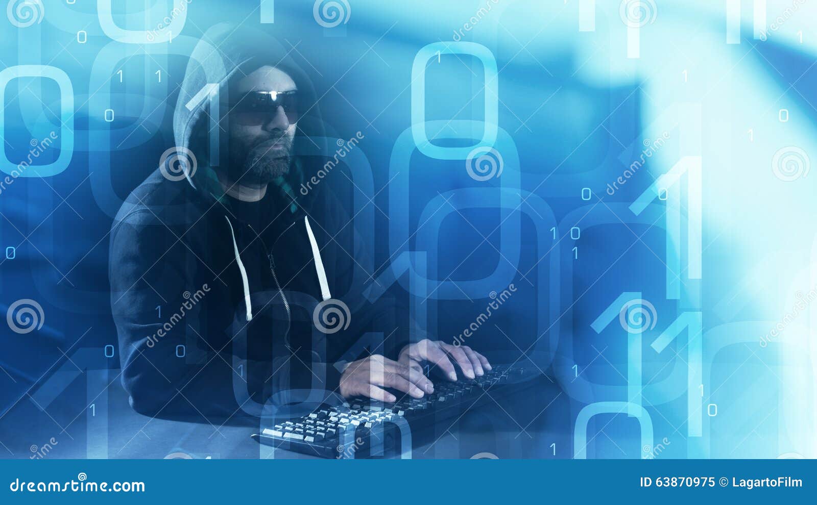 Abstract Binary Code Background And Hacker Typing On Keyboard Stock 0197