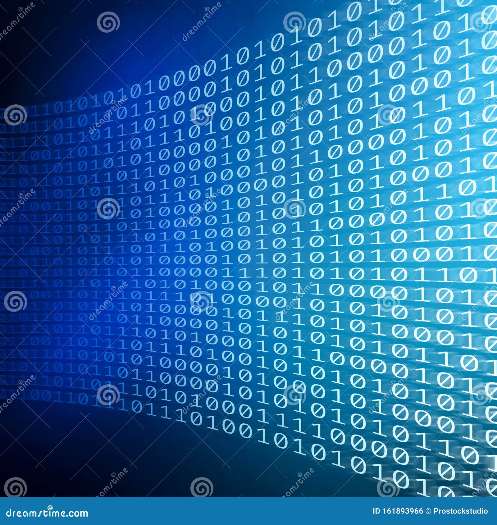 Abstract Binary Code on Blue Digital Screen Stock Illustration ...