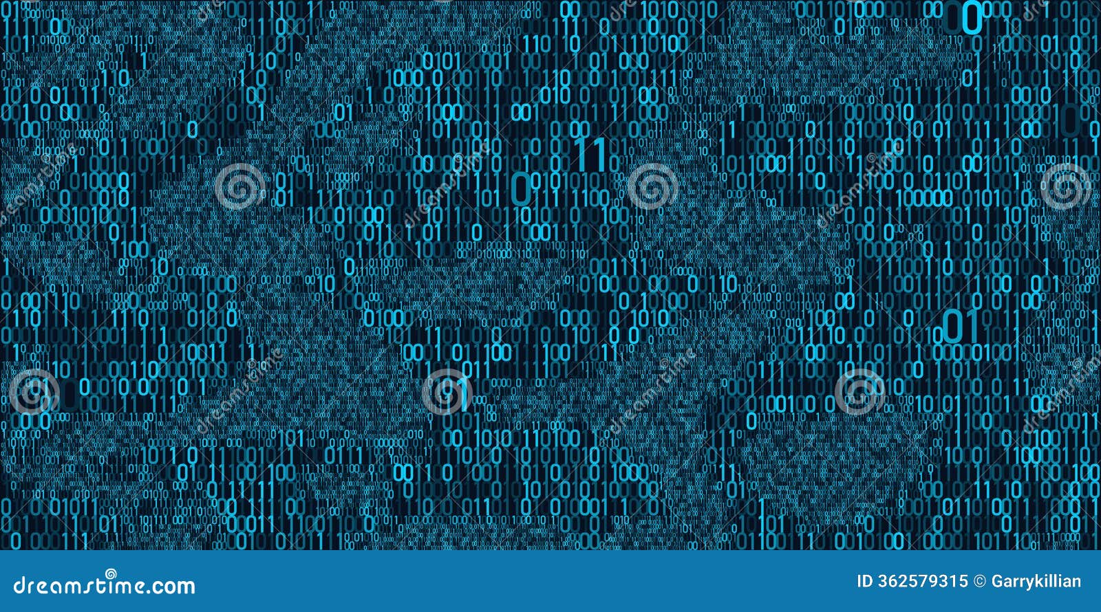 Abstract Binary Code Cloud Background. AI Learning on Data Cyber Field ...