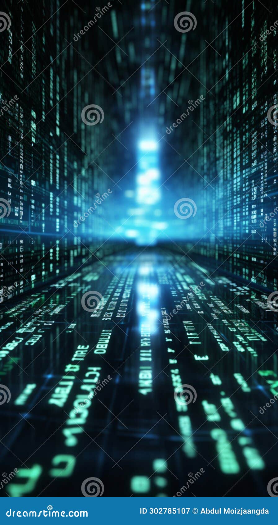 Abstract Binary Code, 3D Rendering, Creating a Dynamic Digital Server Stock Illustration ...