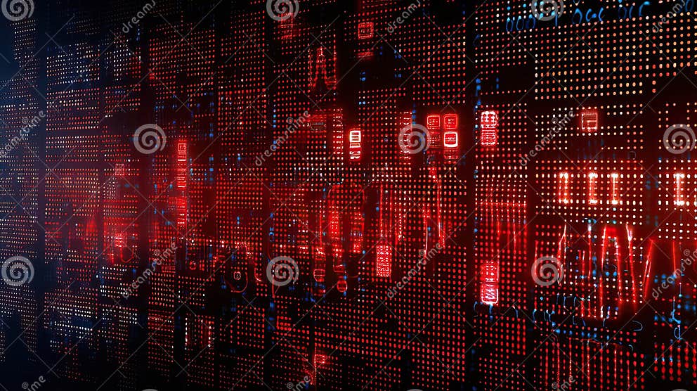 Abstract Binary Code Elements On A Dark Screen Illustrating The Concepts Of Malware Ransomware