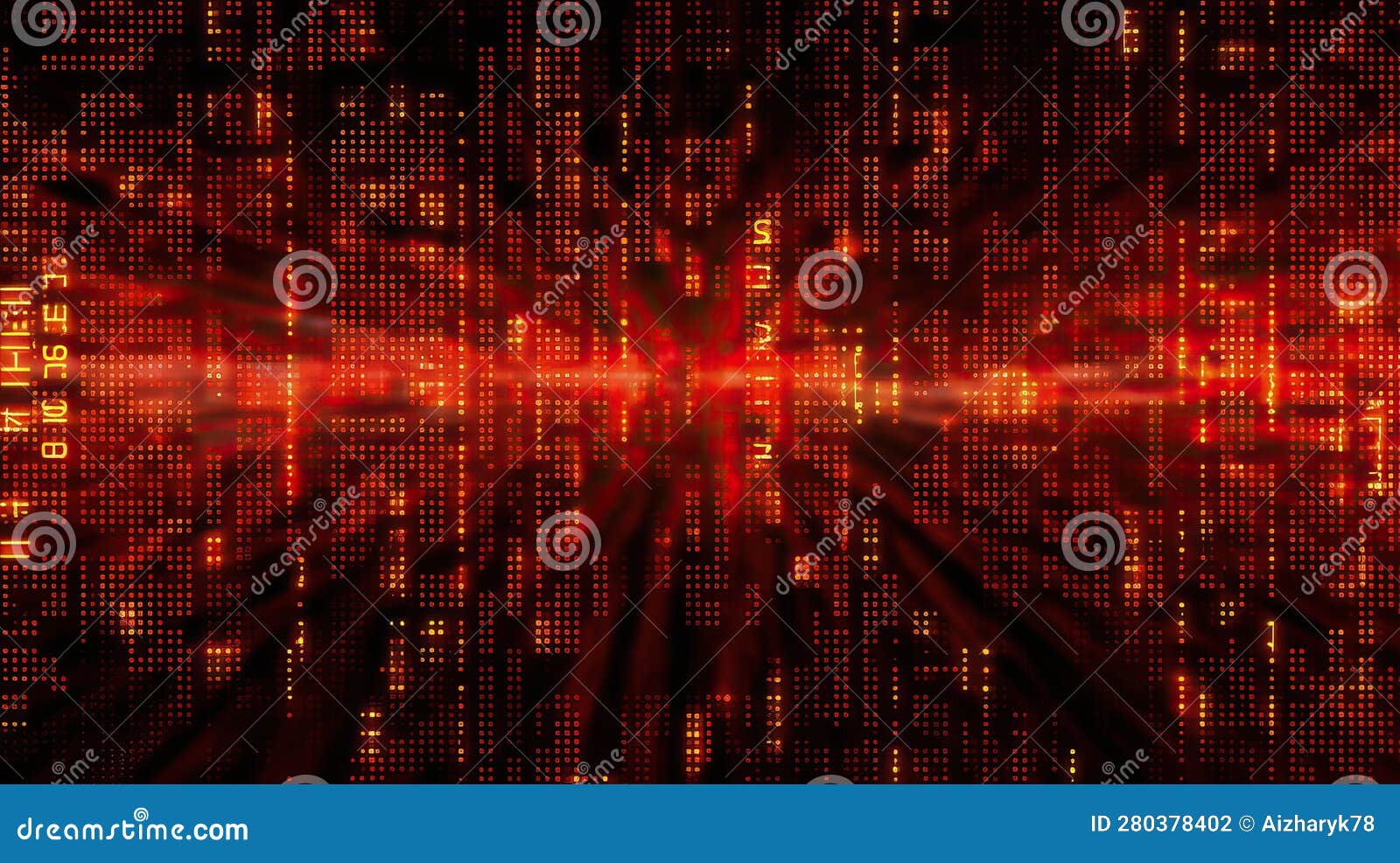 Abstract Binary Code Elements on a Dark Screen, Illustrating the ...