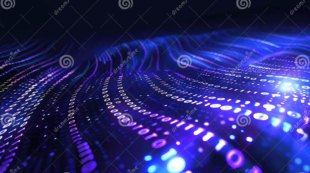 Abstract Binary Code Flowing in Blue and Purple Light Stock ...