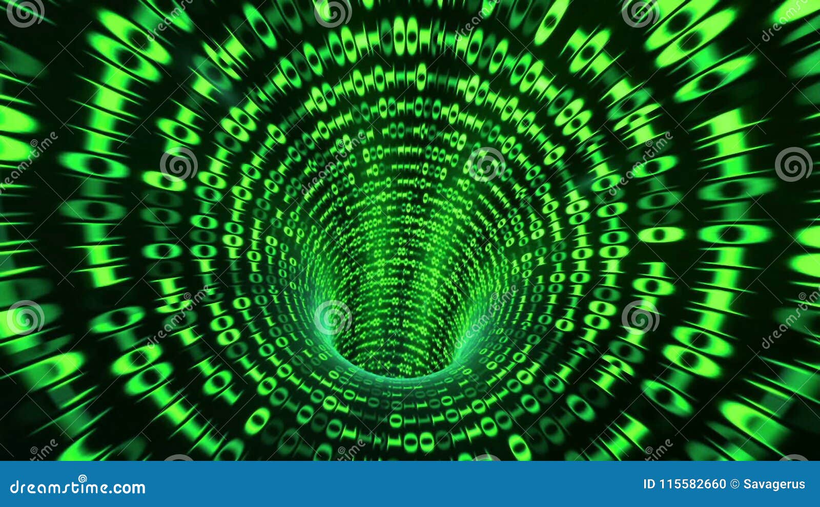 Binary Code Tunnel - Green 3D Rendering Stock Illustration ...