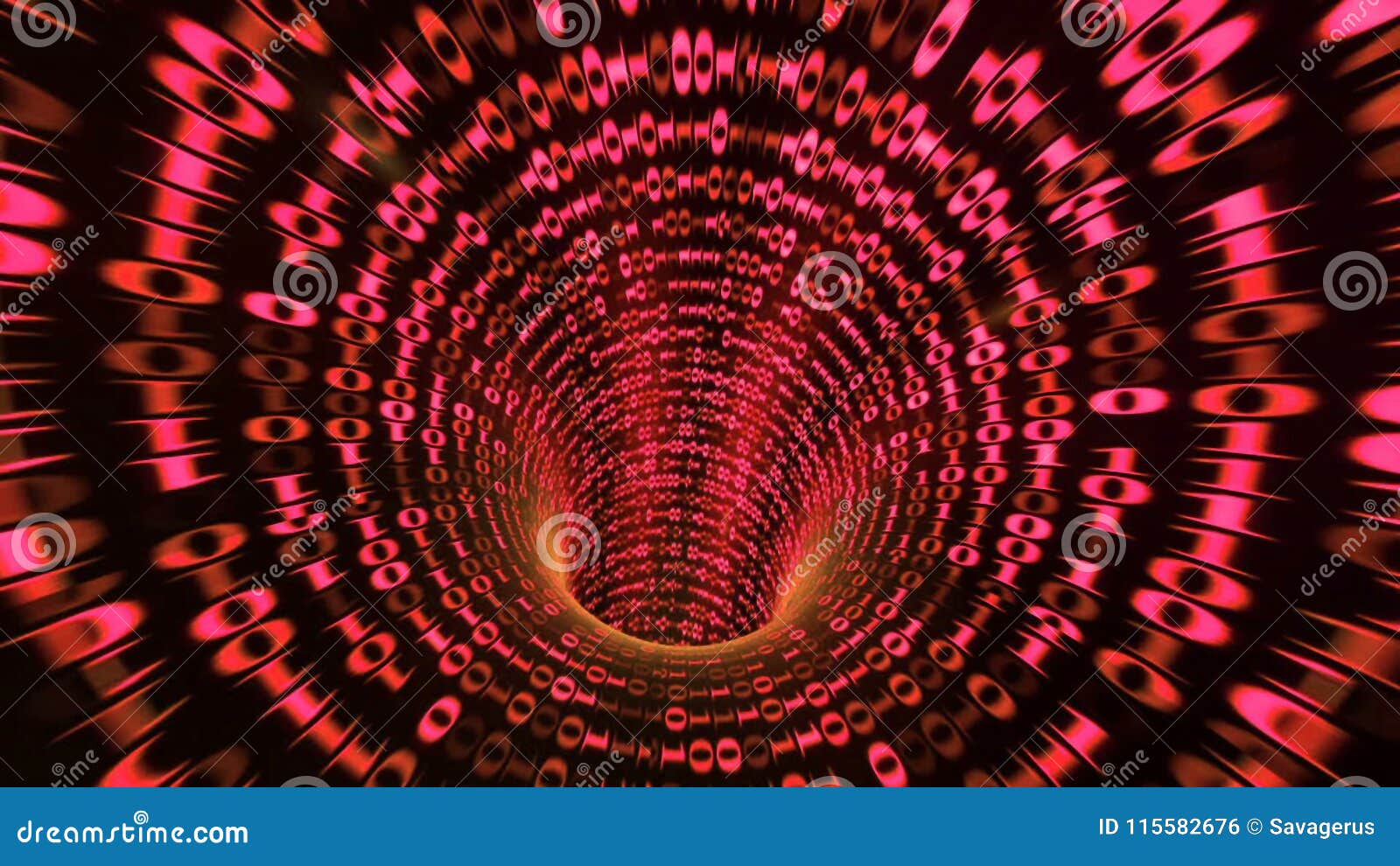 Binary Code Tunnel - Red 3D Rendering Stock Illustration - Illustration of abstract, information ...