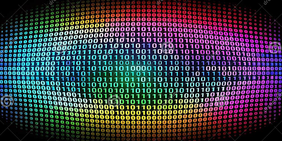 Abstract Binary Code Wave Background a Halftone Gradient of Ones and Zeros for Digital System ...