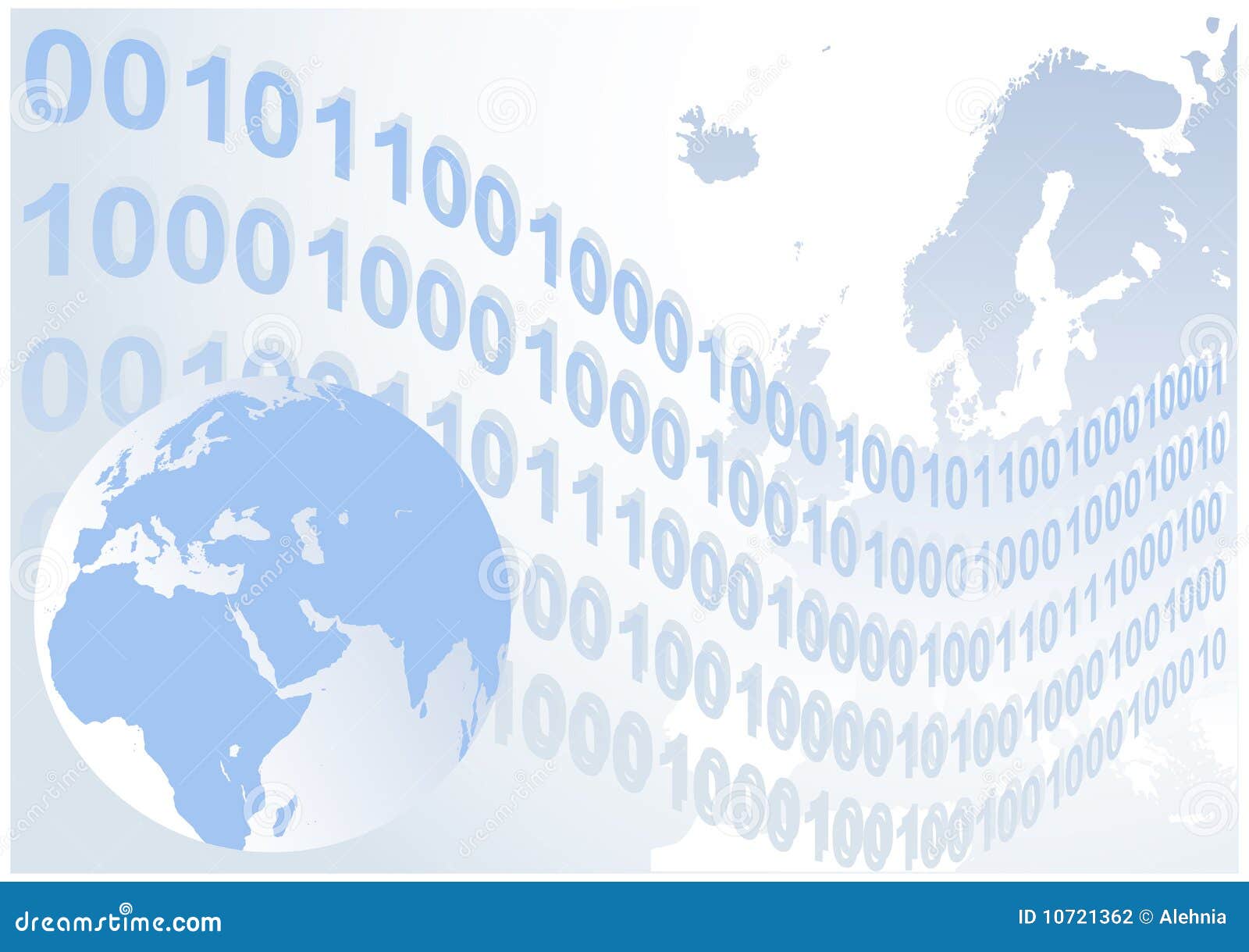 Abstract Binary Code Waves With Globe Background Stock Vector