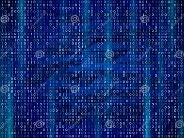 Abstract Binary Computer Code. Digital Numbers on a Blue Background ...