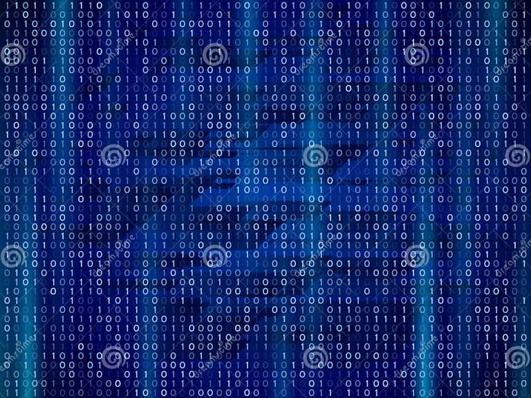 Abstract Binary Computer Code. Digital Numbers on a Blue Background ...